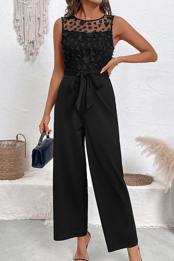 Flower Design Mesh Patchwork Jumpsuit – Beachsissi