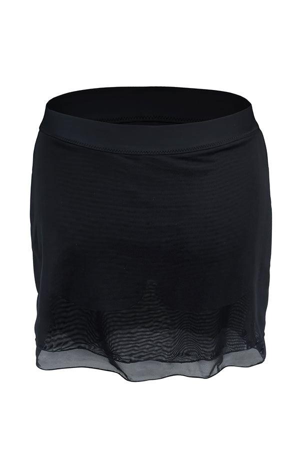 Solid Black Mesh Patchwork Swim Skirt – Beachsissi